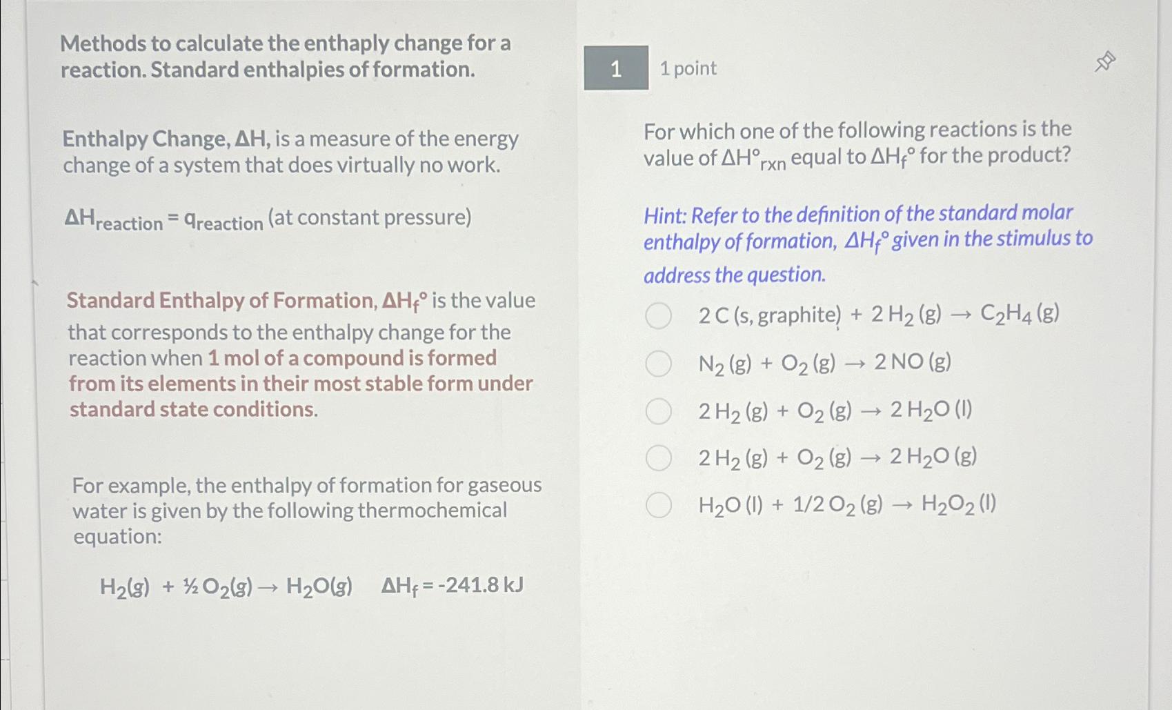 Solved Methods to calculate the enthaply change for a | Chegg.com