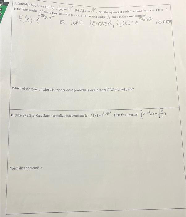 Solved 7. Consider two functions (a) f1(x)=e213; (b) | Chegg.com