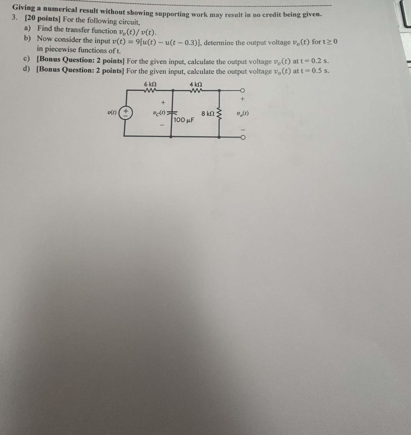 Solved Giving a numerical result without showing supporting | Chegg.com