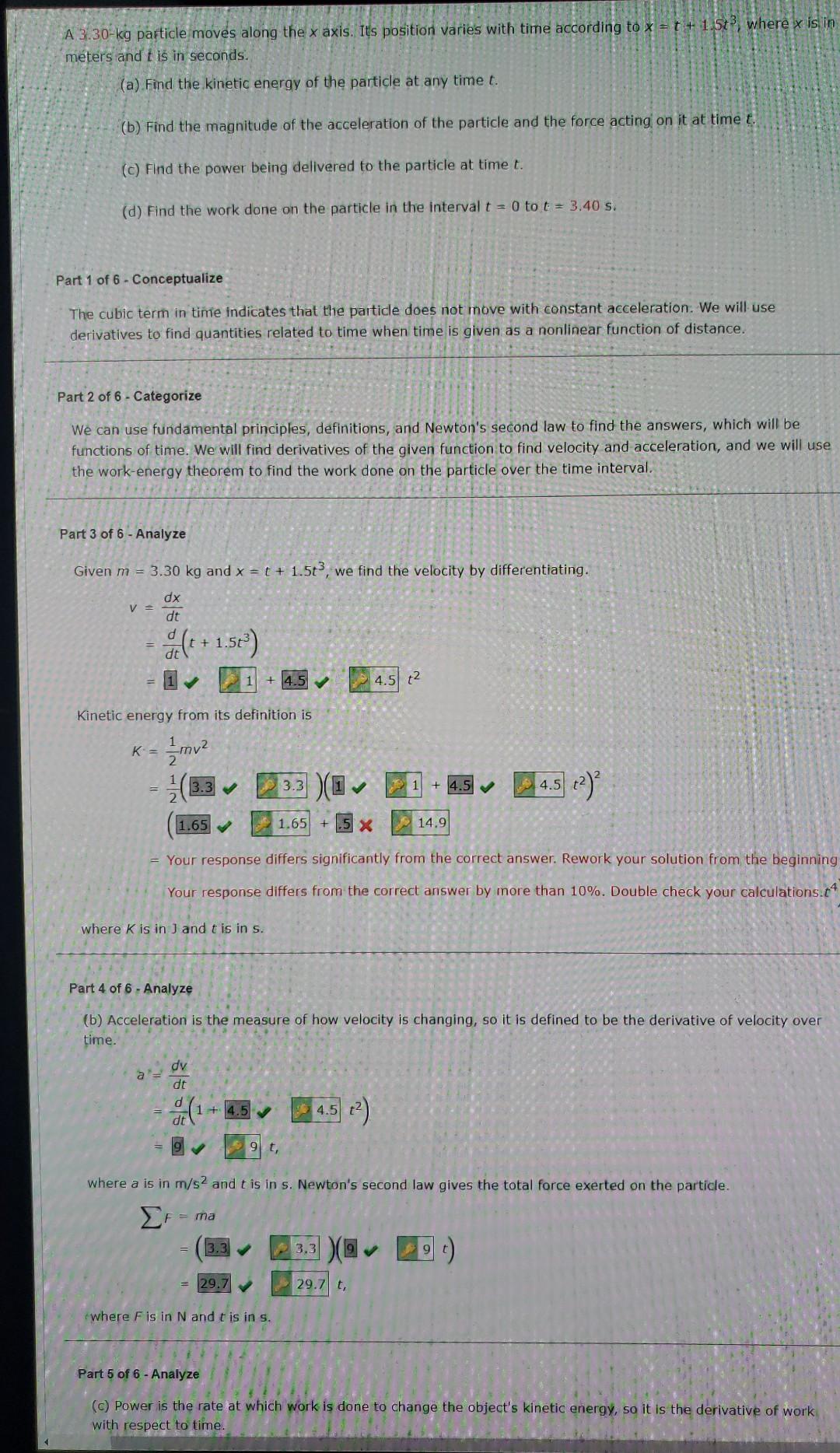 Solved A 3.30−kg particle moves along the x axis. Its | Chegg.com