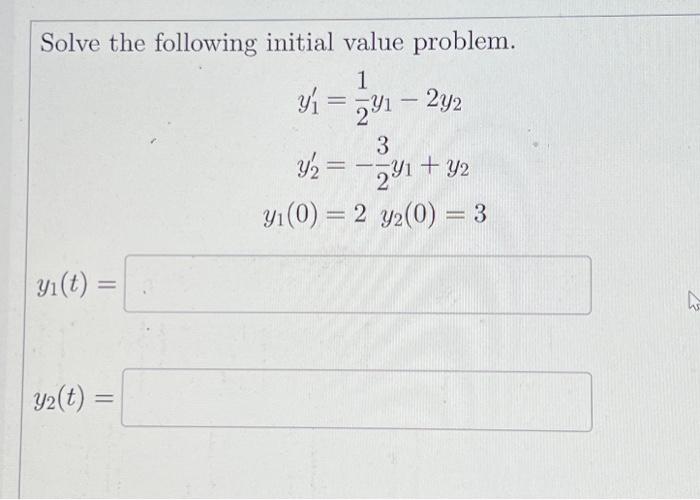Solved Solve the following initial value problem. 1 291 Y1 | Chegg.com