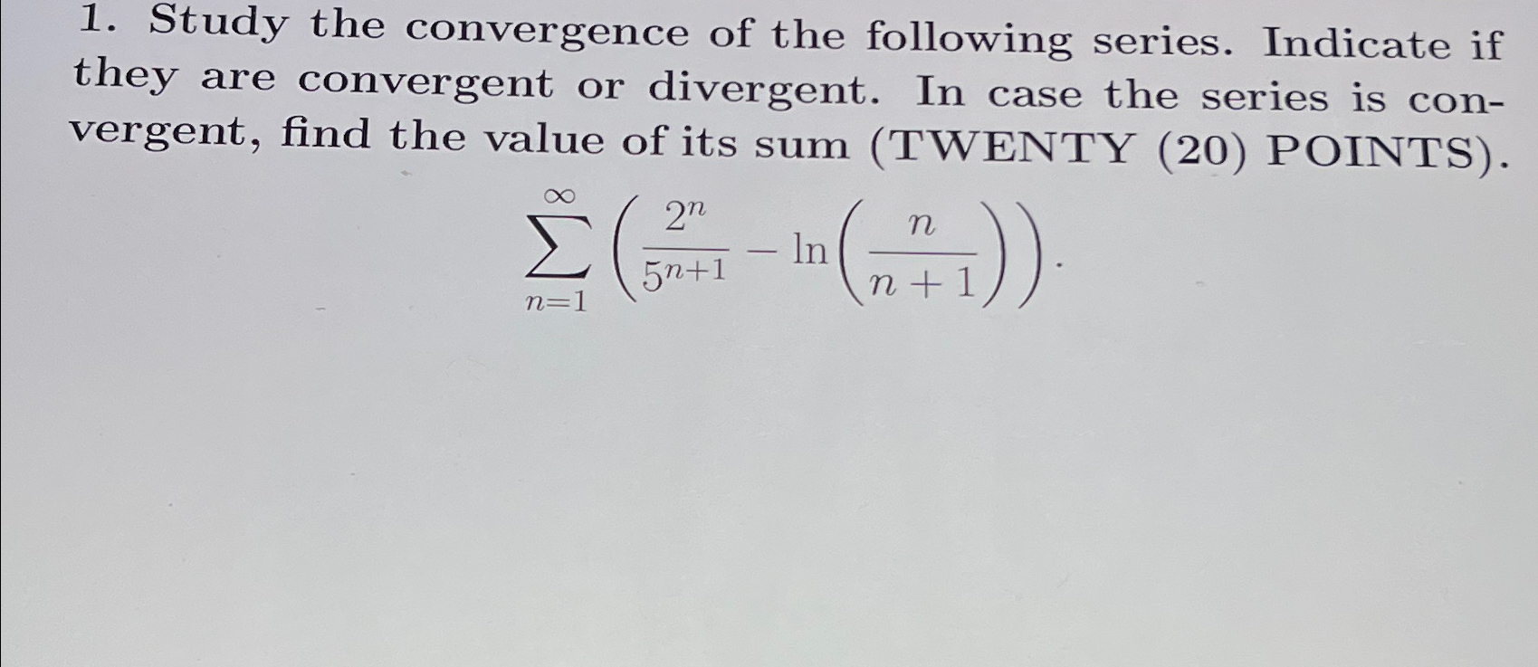 Solved Study the convergence of the following series. | Chegg.com