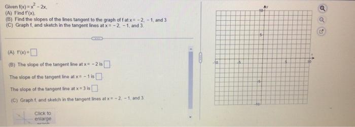 Solved Given f(x)=x2−2x (A) Find f′(x). (B) Find the slopes | Chegg.com