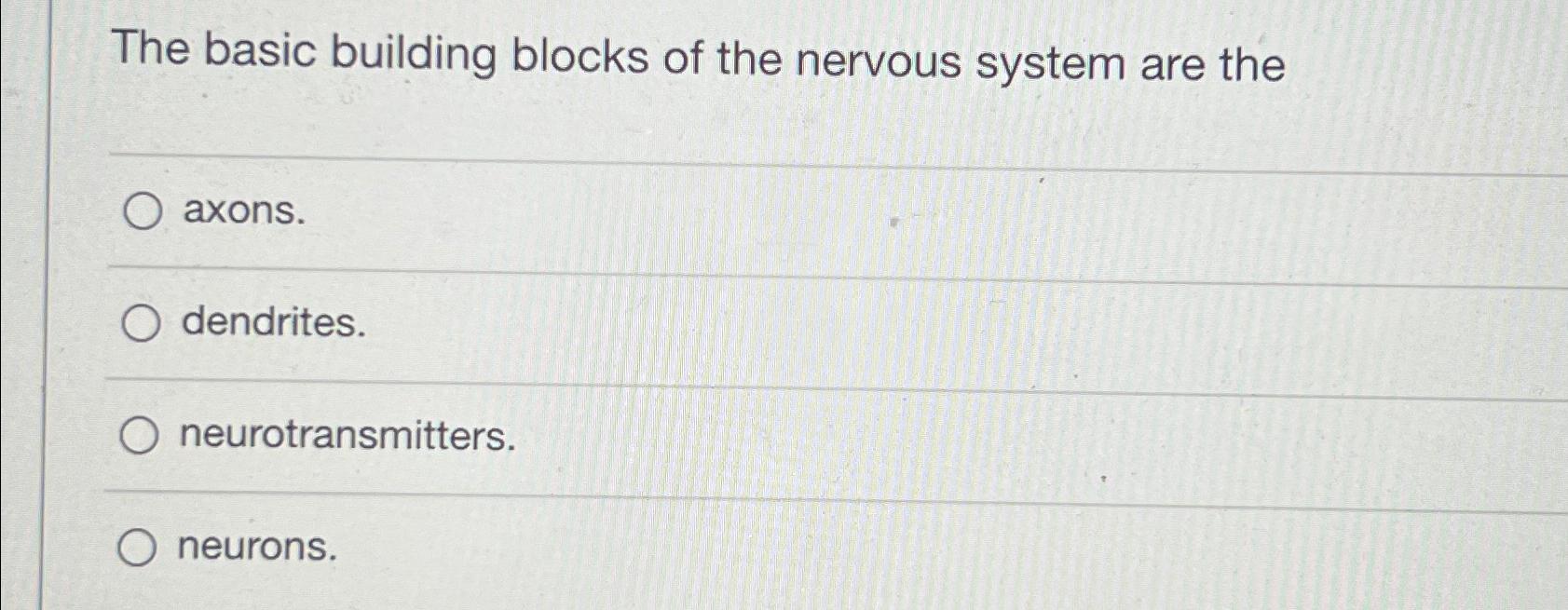 Solved The basic building blocks of the nervous system are | Chegg.com