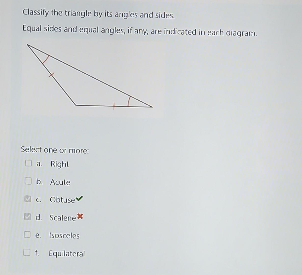 Solved Classify the triangle by its angles and sides. Equal | Chegg.com