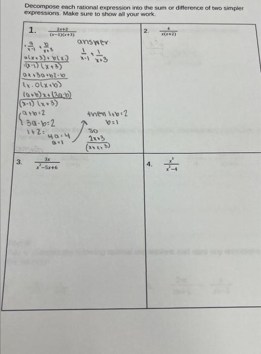 Solved Decompose each rational expression into the sum or | Chegg.com