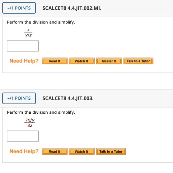 Solved -/1 POINTS SCALCET8 4.4.JIT.002.MI. Perform the | Chegg.com