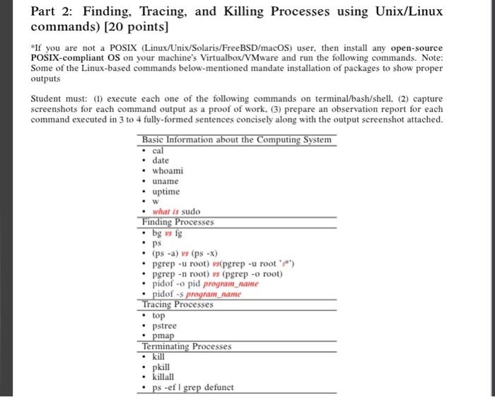 Solved Part 2: Finding, Tracing, and Killing Processes using | Chegg.com