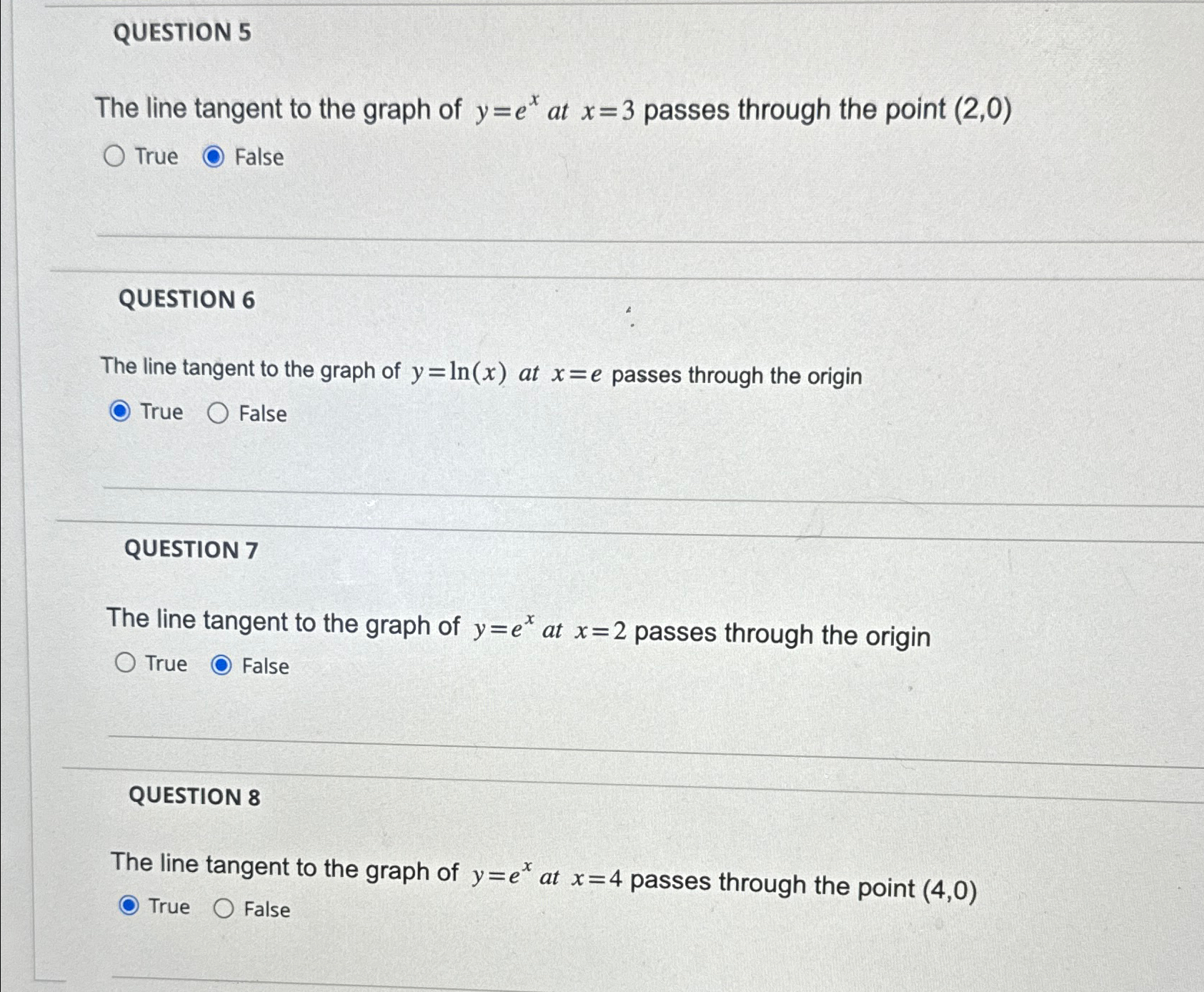 Solved QUESTION 5The line tangent to the graph of y=ex ﻿at | Chegg.com