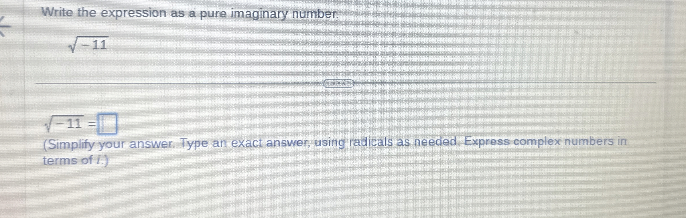 Solved Write the expression as a pure imaginary | Chegg.com
