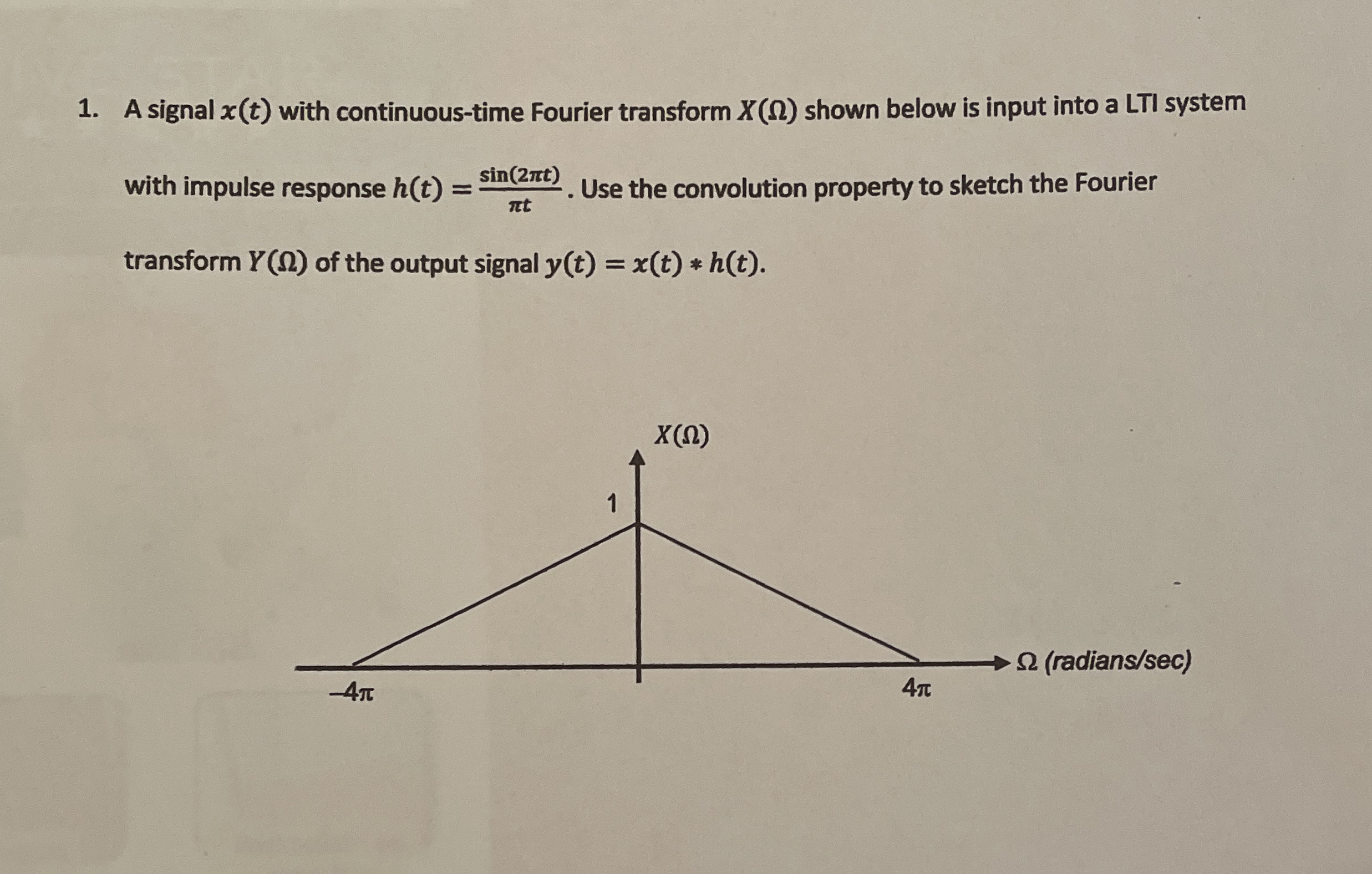 Solved A signal x(t) ﻿with continuous-time Fourier transform | Chegg.com