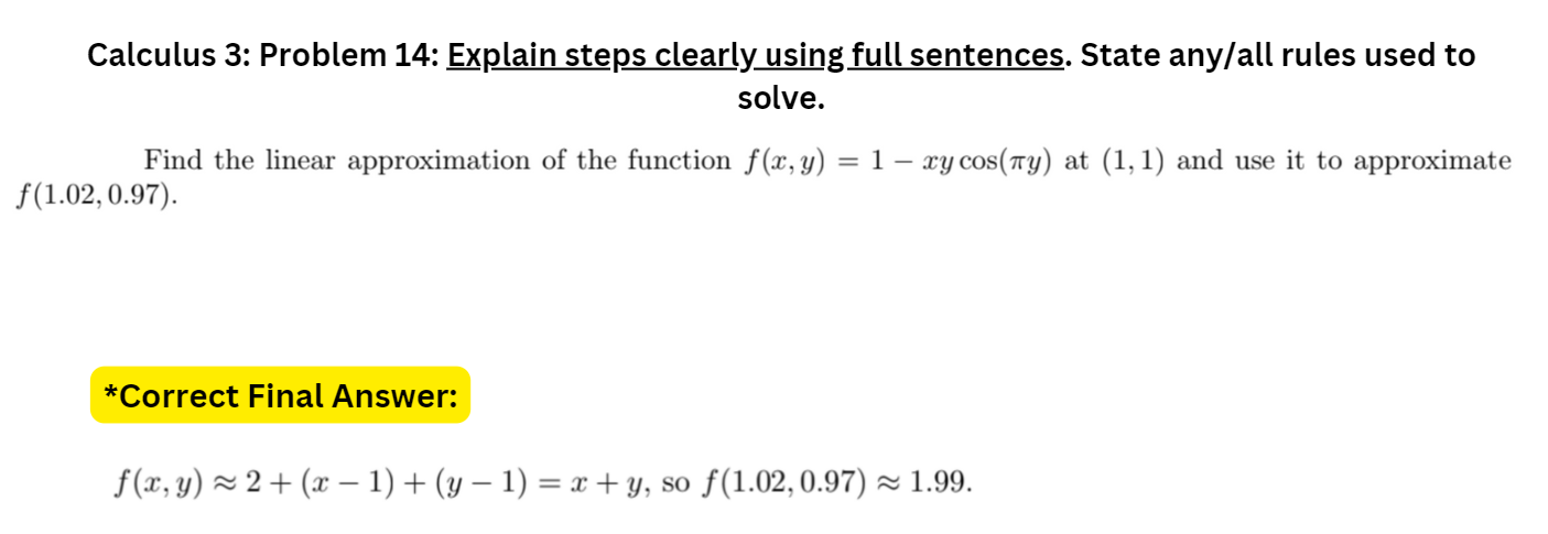 Solved Calculus 3: Problem 14: Explain steps clearly using | Chegg.com
