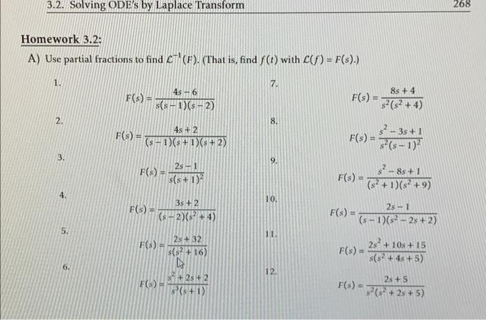 Solved 3.2. Solving ODE's by Laplace Transform 268 Homework | Chegg.com
