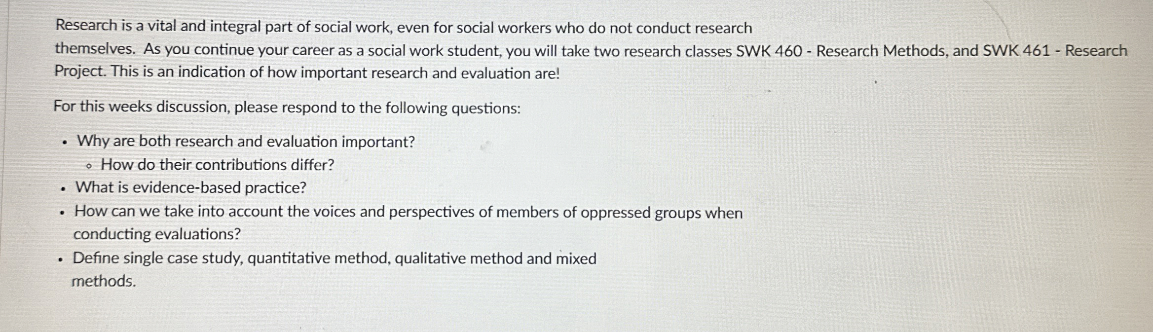 Solved Research is a vital and integral part of social work, | Chegg.com