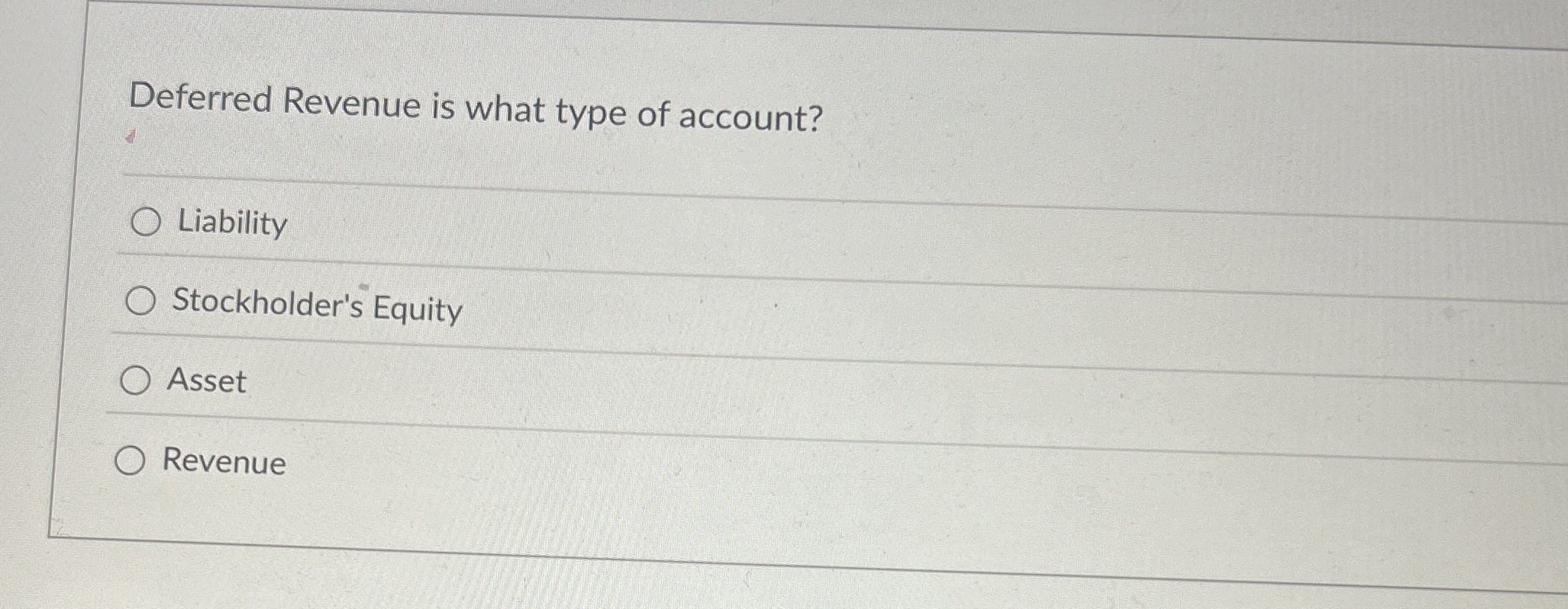 Solved Deferred Revenue is what type of | Chegg.com