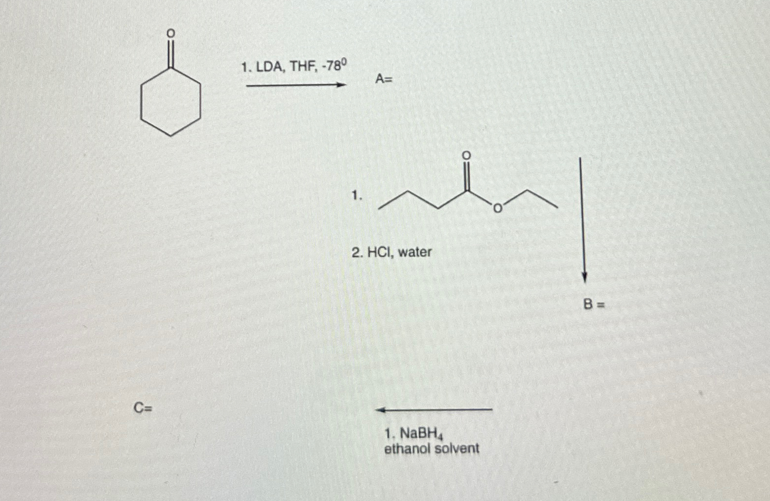 Solved HCl, ﻿waterC=NaBH4 ﻿ethanol solventWrite the | Chegg.com