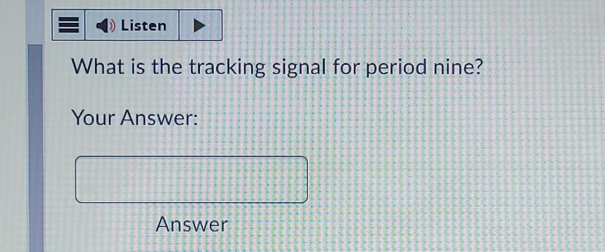 Solved What is the tracking signal for period five? Your | Chegg.com