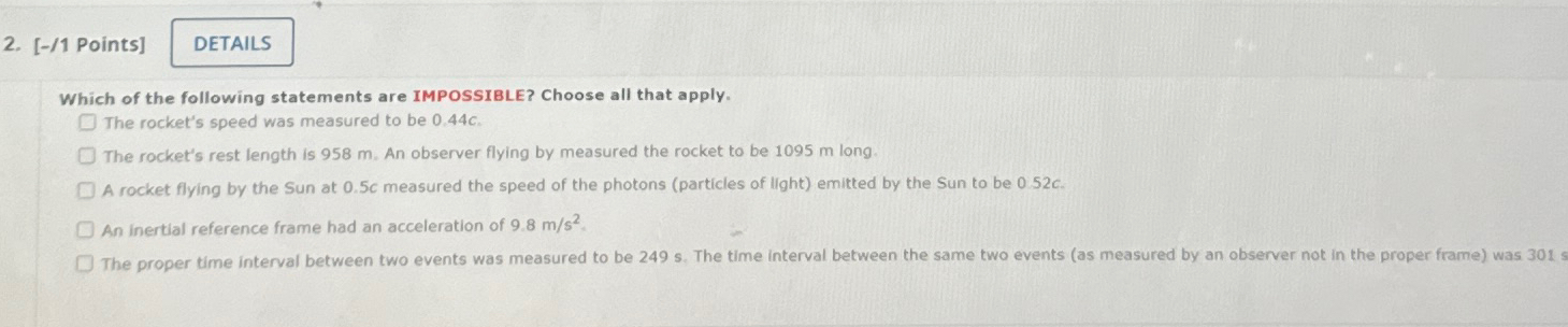 Solved [-/1 ﻿Points]Which of the following statements are | Chegg.com