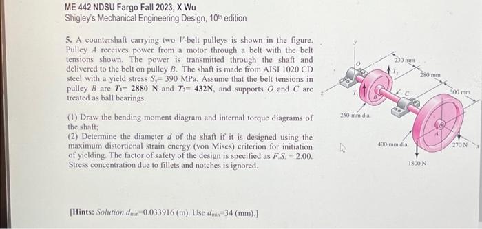 Solved ME 442 NDSU Fargo Fall 2023, X Wu Shigley's | Chegg.com