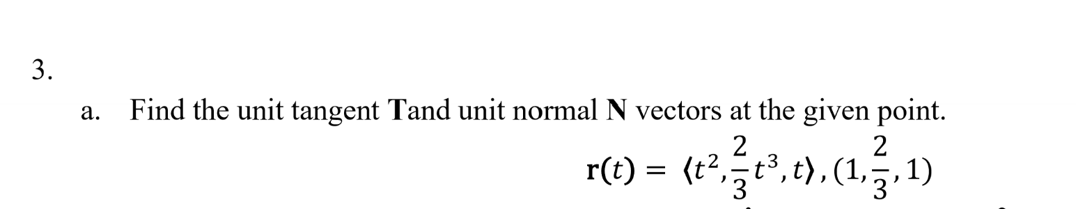 Solved a. ﻿Find the unit tangent Tand unit normal N ﻿vectors | Chegg.com
