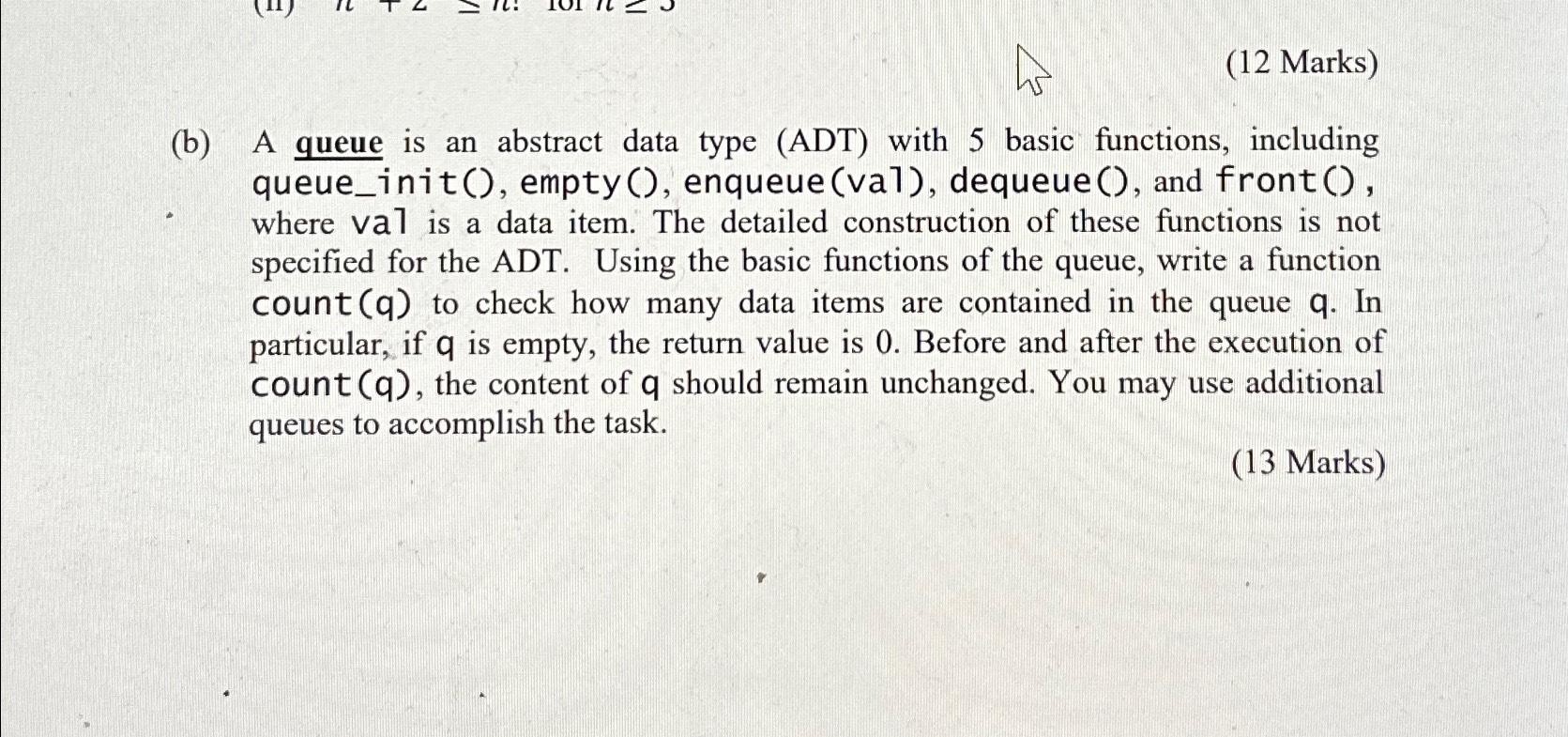 Solved Bwrite A Python Program A Queue Is An Abstract