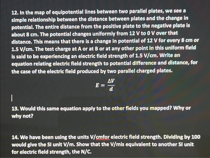 Solved 12. In the map of equipotential lines between two | Chegg.com