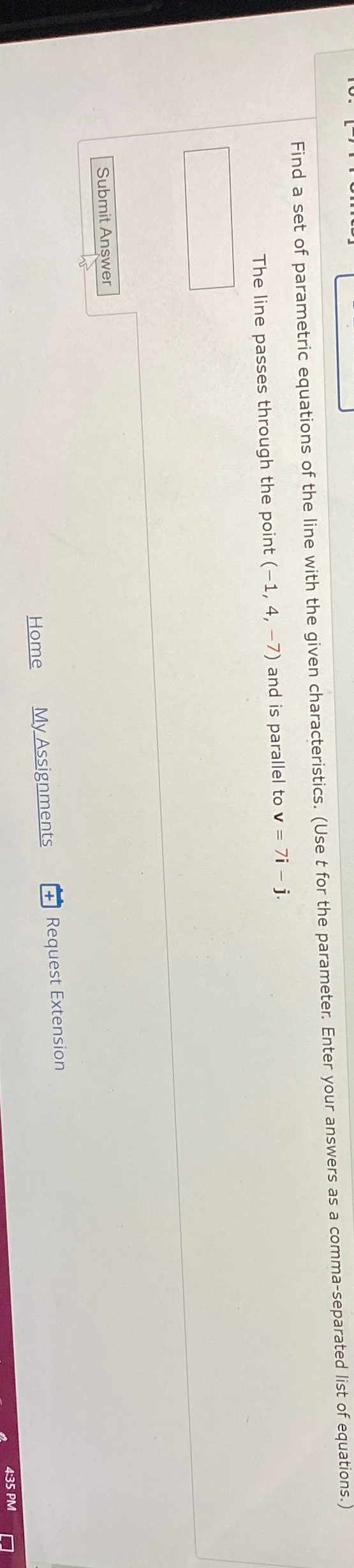 Solved The line passes through the point (-1,4,-7) ﻿and is | Chegg.com