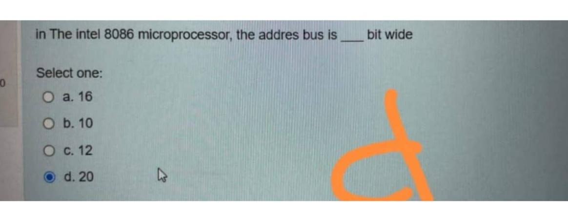 Solved in The intel 8086 ﻿microprocessor, the addres bus is | Chegg.com