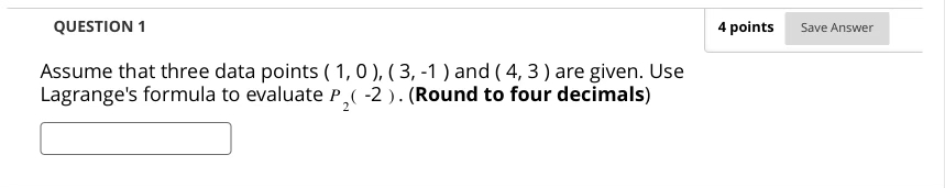 Solved QUESTION 14 ﻿pointsAssume that three data points | Chegg.com