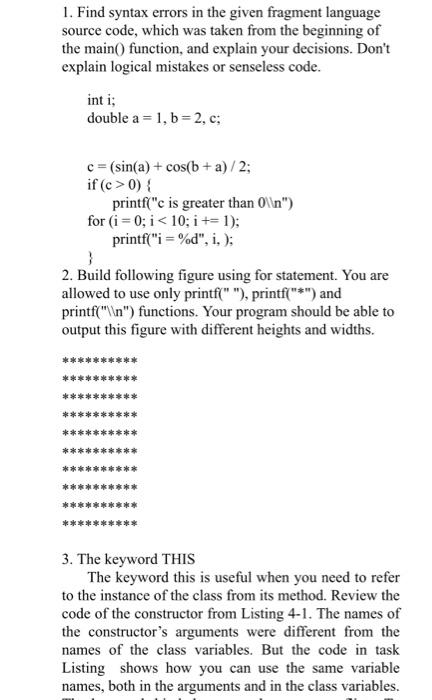 Solved 1. Find syntax errors in the given fragment language | Chegg.com
