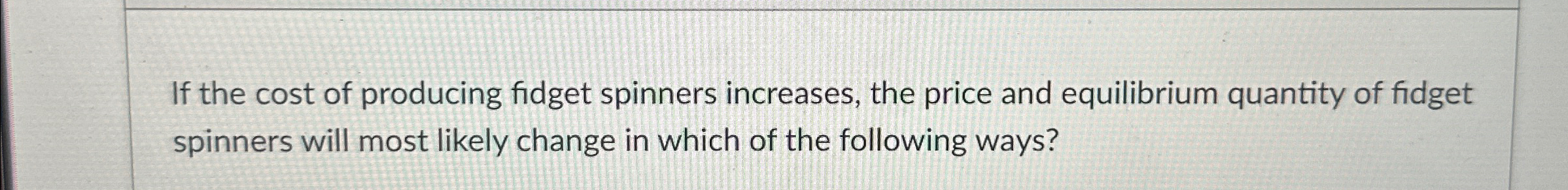 Solved If the cost of producing fidget spinners increases, | Chegg.com