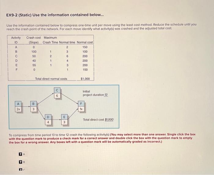 Solved EX9-2 (Static) Use the information contained below... | Chegg.com