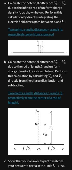 Solved a. Calculate the potential difference V_b - V_a due | Chegg.com