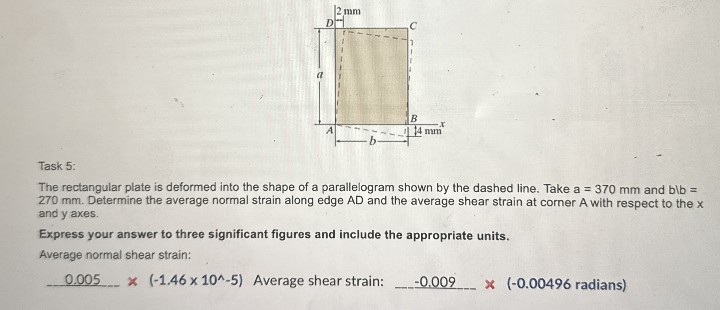 Solved Task 5:The rectangular plate is deformed into the | Chegg.com