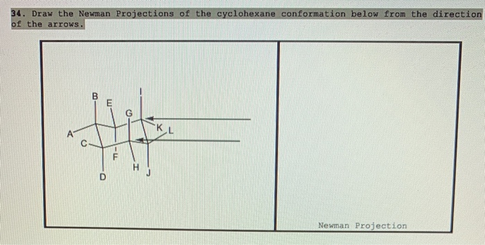 Solved 34. Draw the Newman Projections of the cyclohexane | Chegg.com