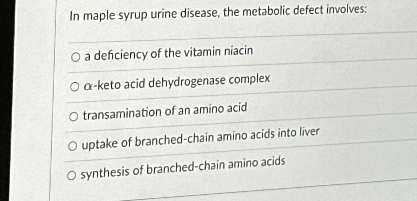 Solved In maple syrup urine disease, the metabolic defect | Chegg.com