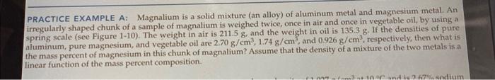 Solved PRACTICE EXAMPLE A: Magnalium is a solid mixture (an | Chegg.com