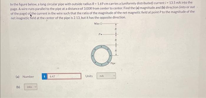 Solved In the figure below, a long circular pipe with | Chegg.com