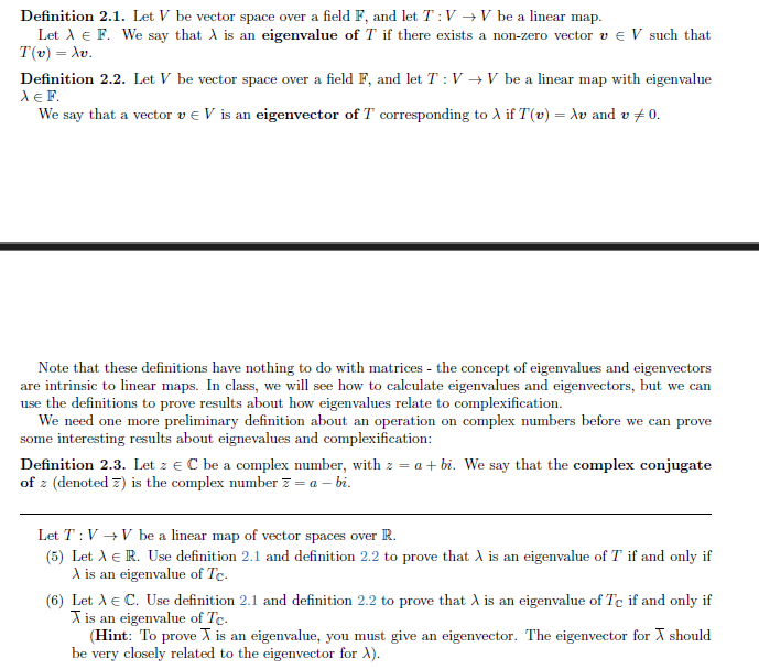 Solved Definition 2.1. ﻿Let V ﻿be vector space over a field | Chegg.com