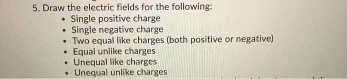 Solved 5. Draw the electric fields for the following: • | Chegg.com