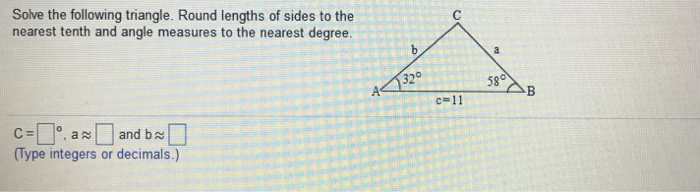 Solved Solve the following triangle. Round lengths of sides | Chegg.com