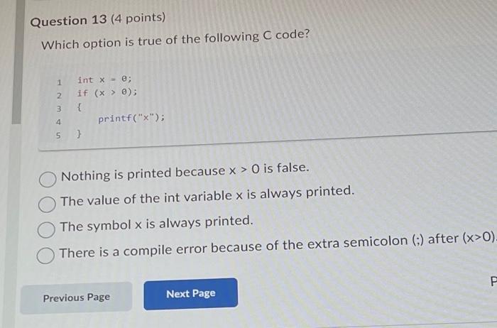 Solved Which option is true of the following C code? 12345 | Chegg.com