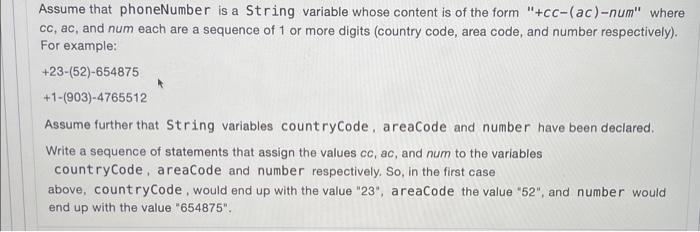 Solved Assume that phoneNumber is a String variable whose | Chegg.com