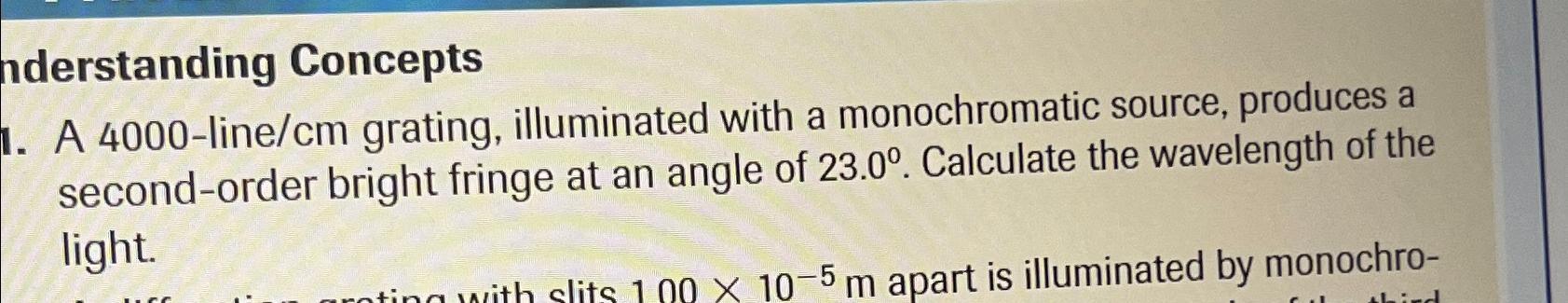 Solved A 4000-line/cm grating, illuminated with a | Chegg.com