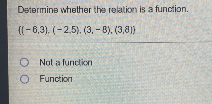 Solved Determine whether the relation is a function. | Chegg.com