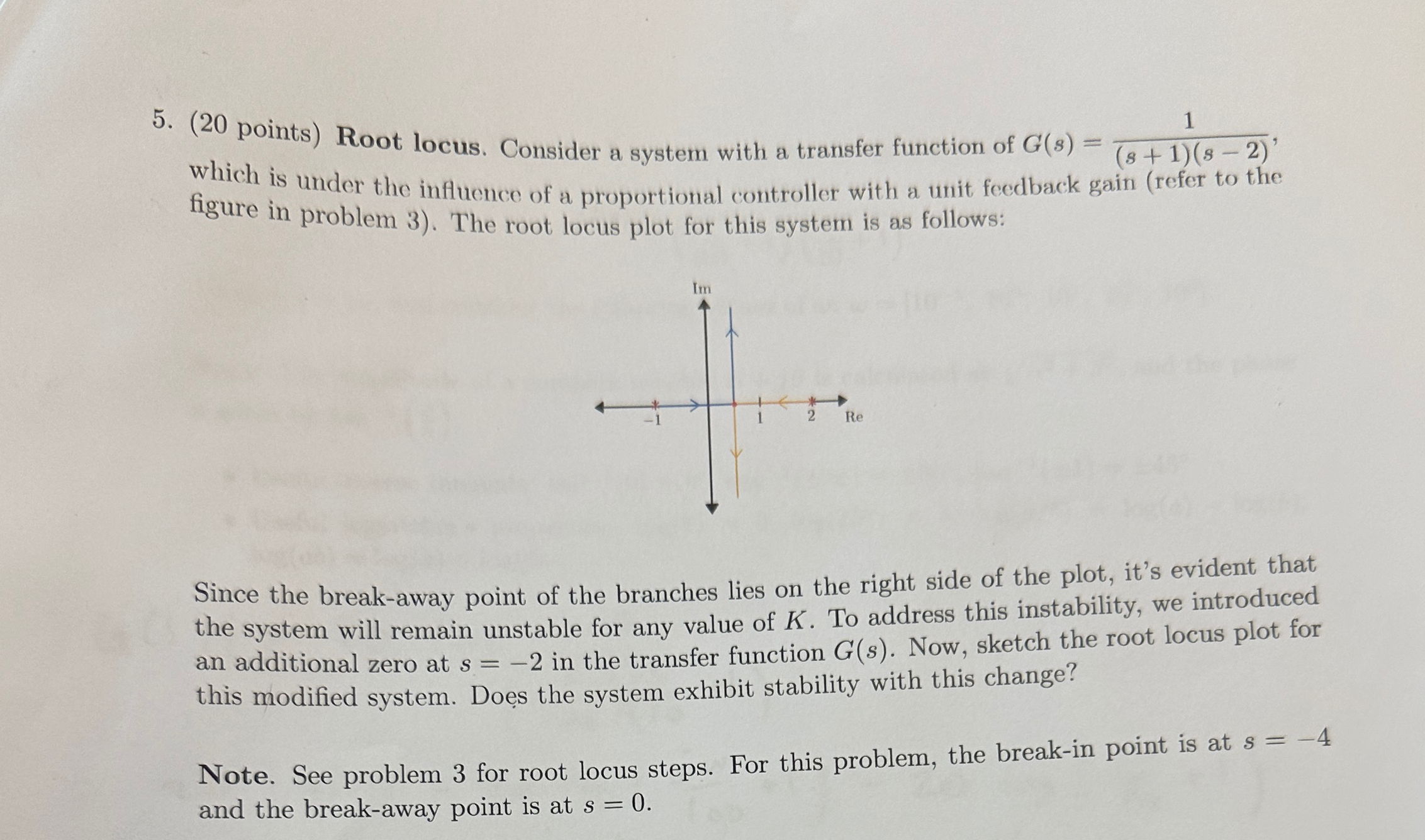 Solved (20 ﻿points) ﻿Root locus. Consider a system with a | Chegg.com