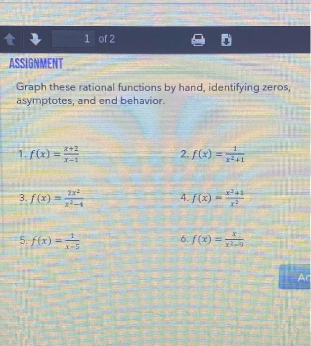 Solved ASSIGNMENT Graph these rational functions by hand, | Chegg.com