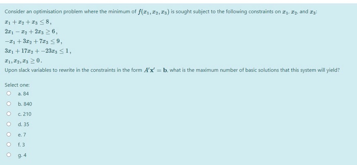 Solved Consider an optimisation problem where the minimum of | Chegg.com