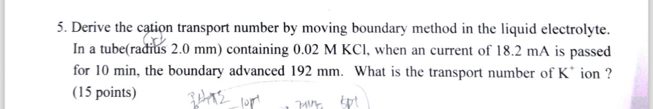 Solved Derive the cation transport number by moving boundary | Chegg.com