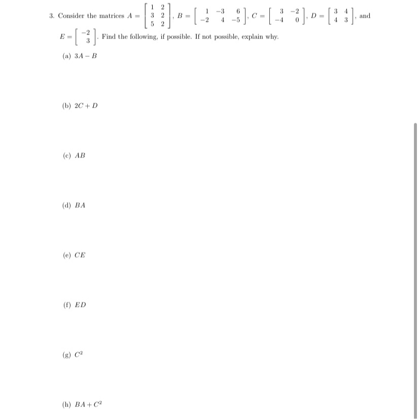 Solved Consider the matrices | Chegg.com